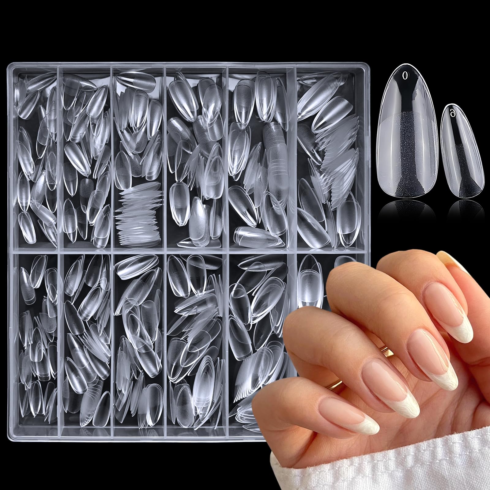 Amazon.com: Lifextol 504PC Gel X Nail Tips Almond Shape Fake Nails ...