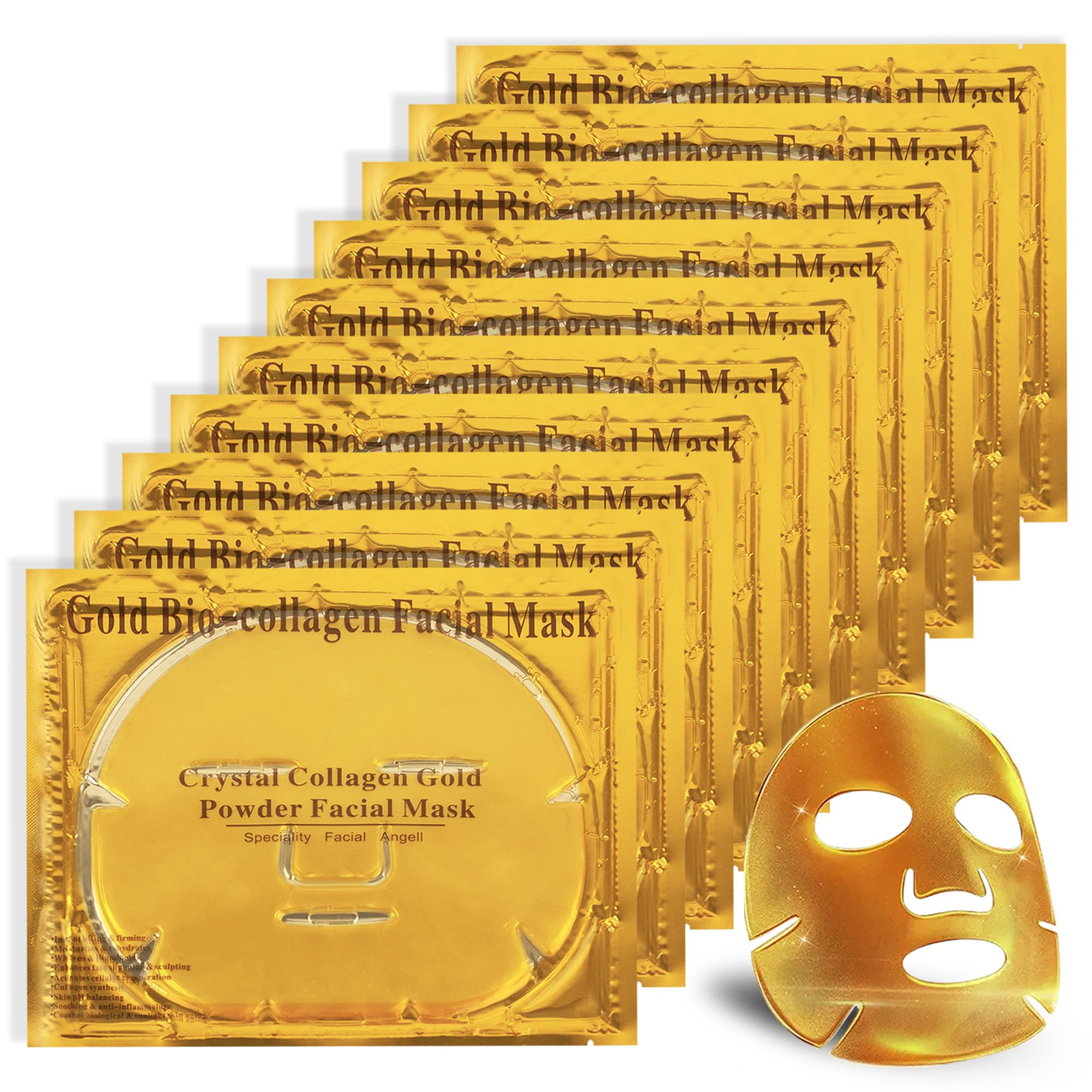 10 x 24K Gold Bio Collagen Face Mask Crystal Gold Powder Gel Facial ...