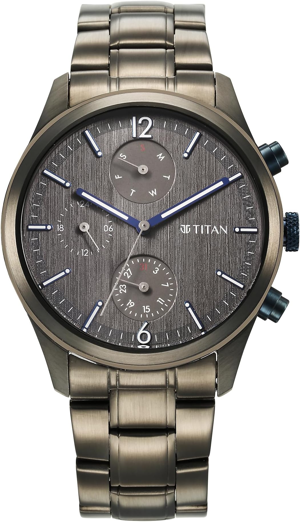 Buy Titan Neo Splash Quartz Multifunction Gray Dial Stainless Steel ...