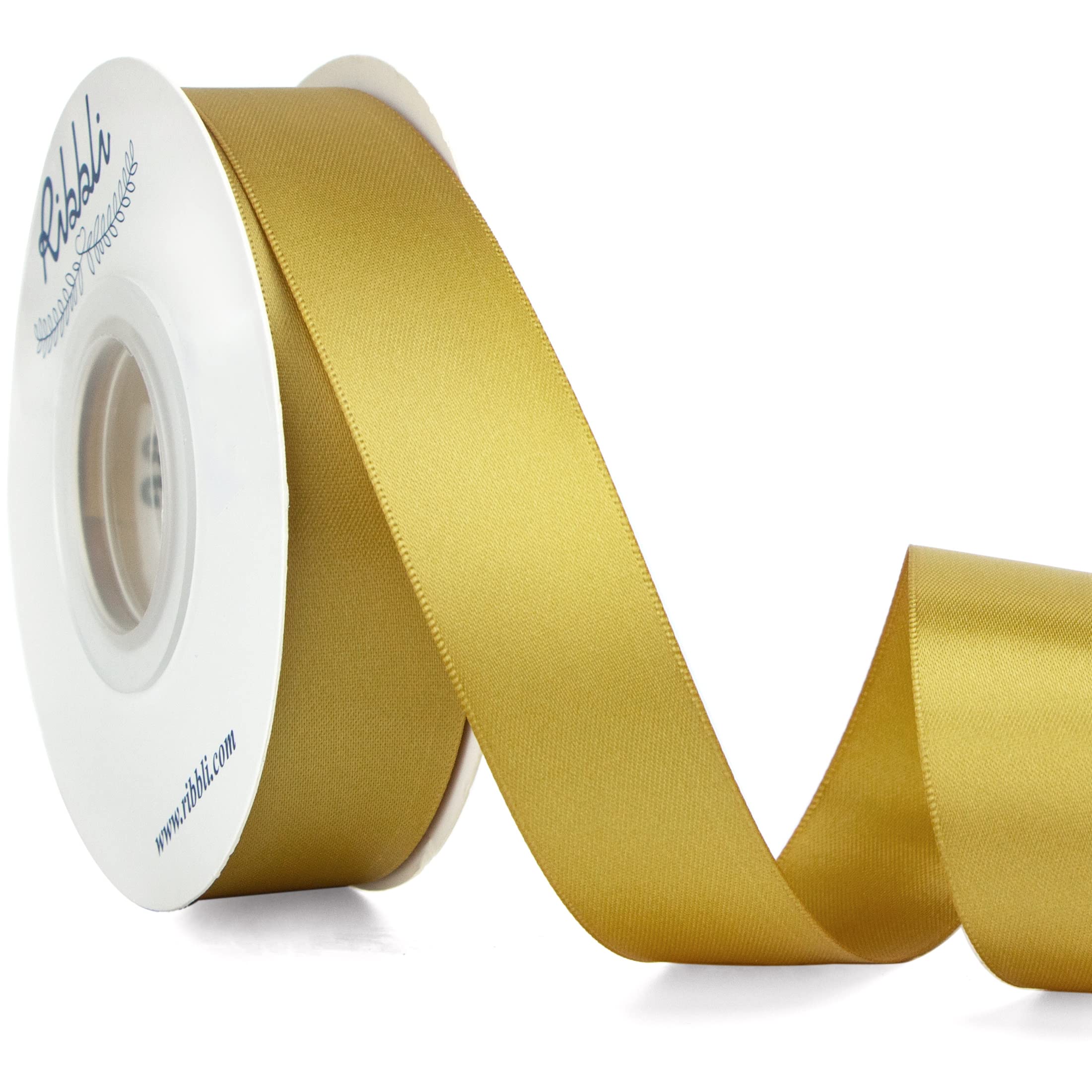 Amazon.com: Ribbli Gold Double Faced Satin Ribbon,1” x Continuous 25 ...