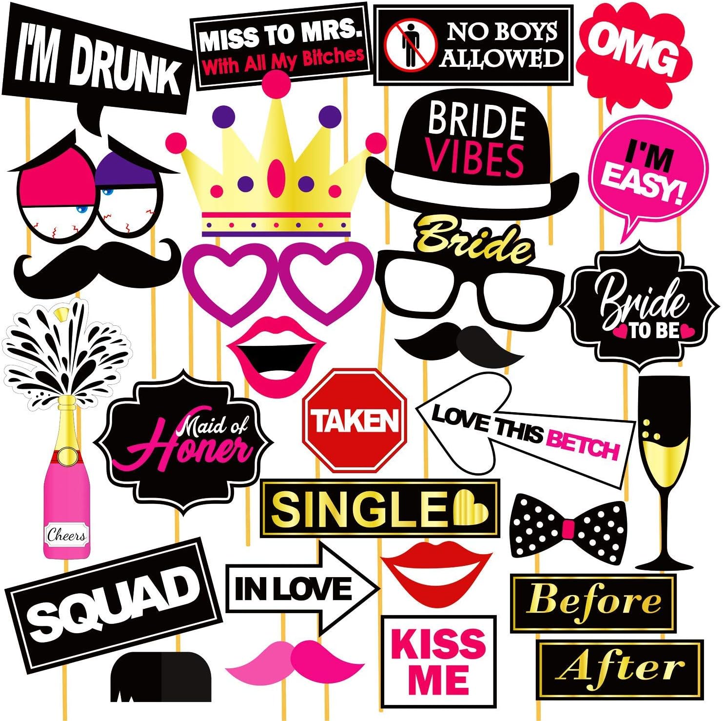 Party Propz Bride to Be Props - 10Pcs, Bride to Be Props for ...
