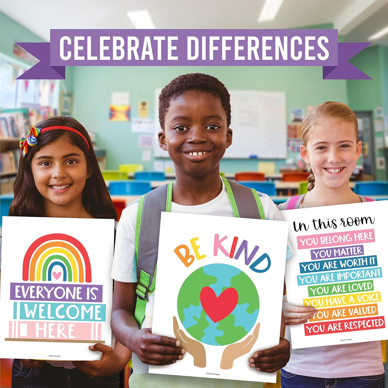 Set of 6 Inclusive Rainbow Posters for Classroom Decor in Elementary ...
