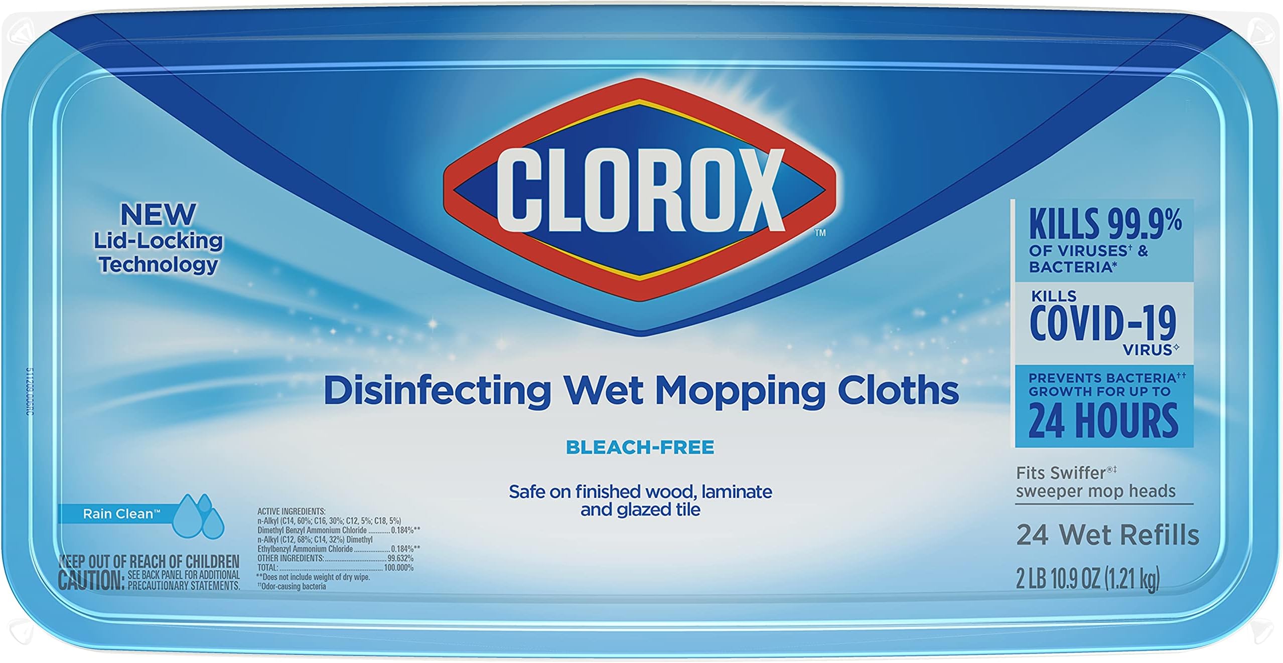 Amazon.com: Clorox Disinfecting Wet Mopping Cloths, Rain Clean, 24 Wet ...