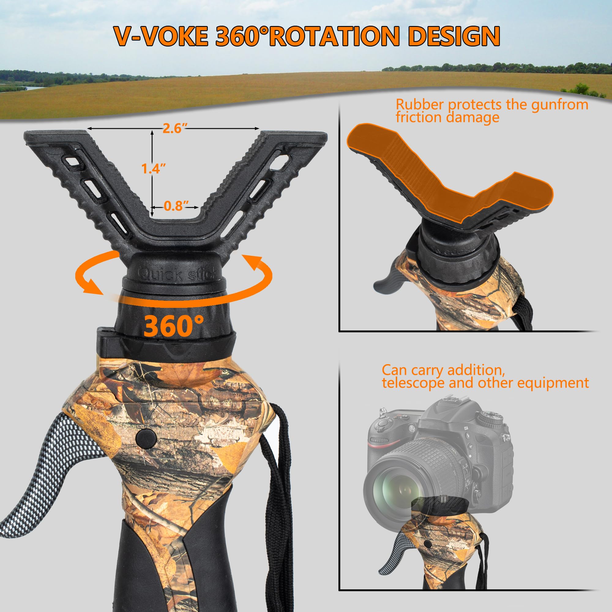 FIERY DEER Shooting Stick, 2 in 1 Portable Hunting Shooting Tripod ...