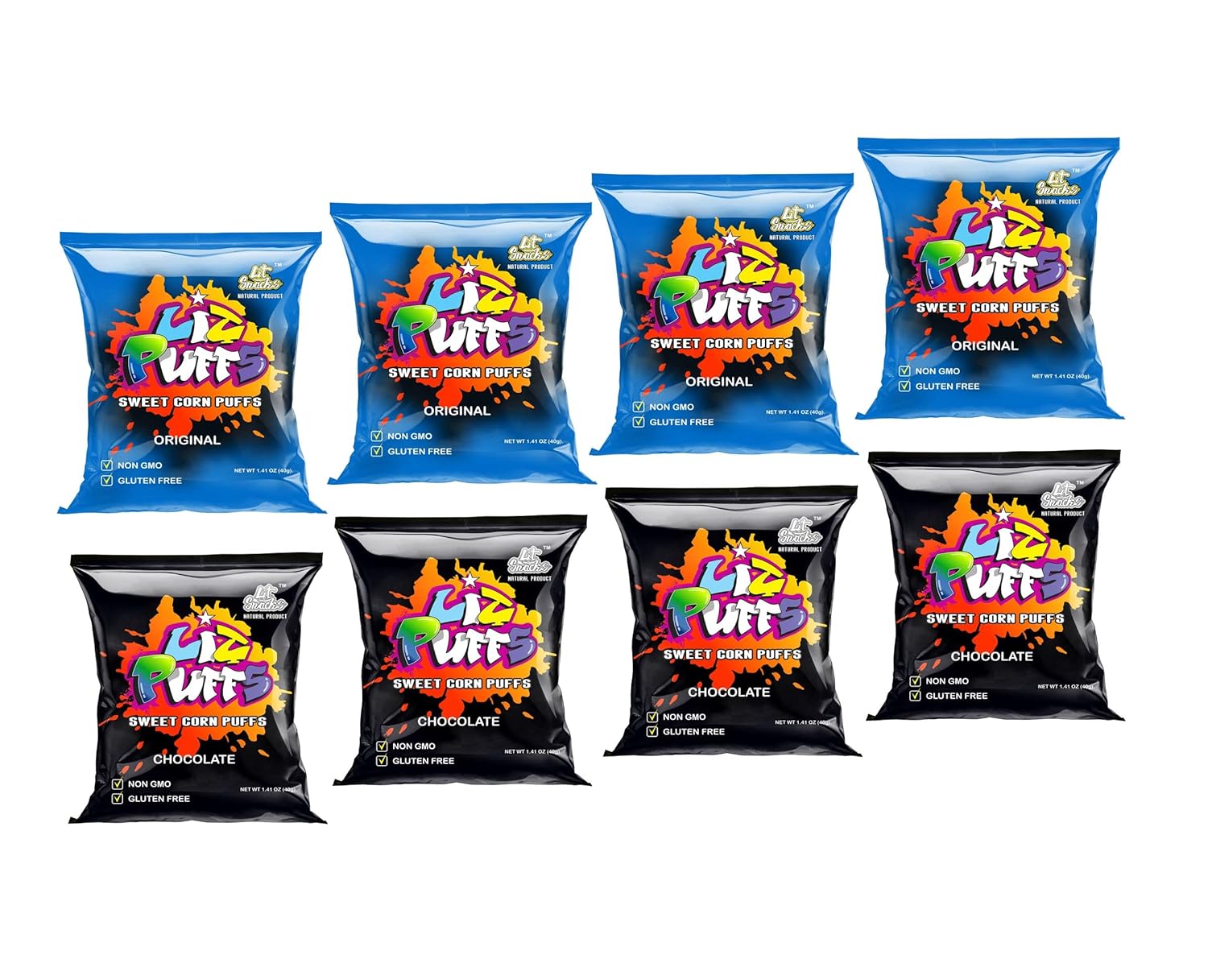 Amazon.com: Litsnacks corp Puffs, Sweet Corn Puffs Snacks Variety of 8 ...