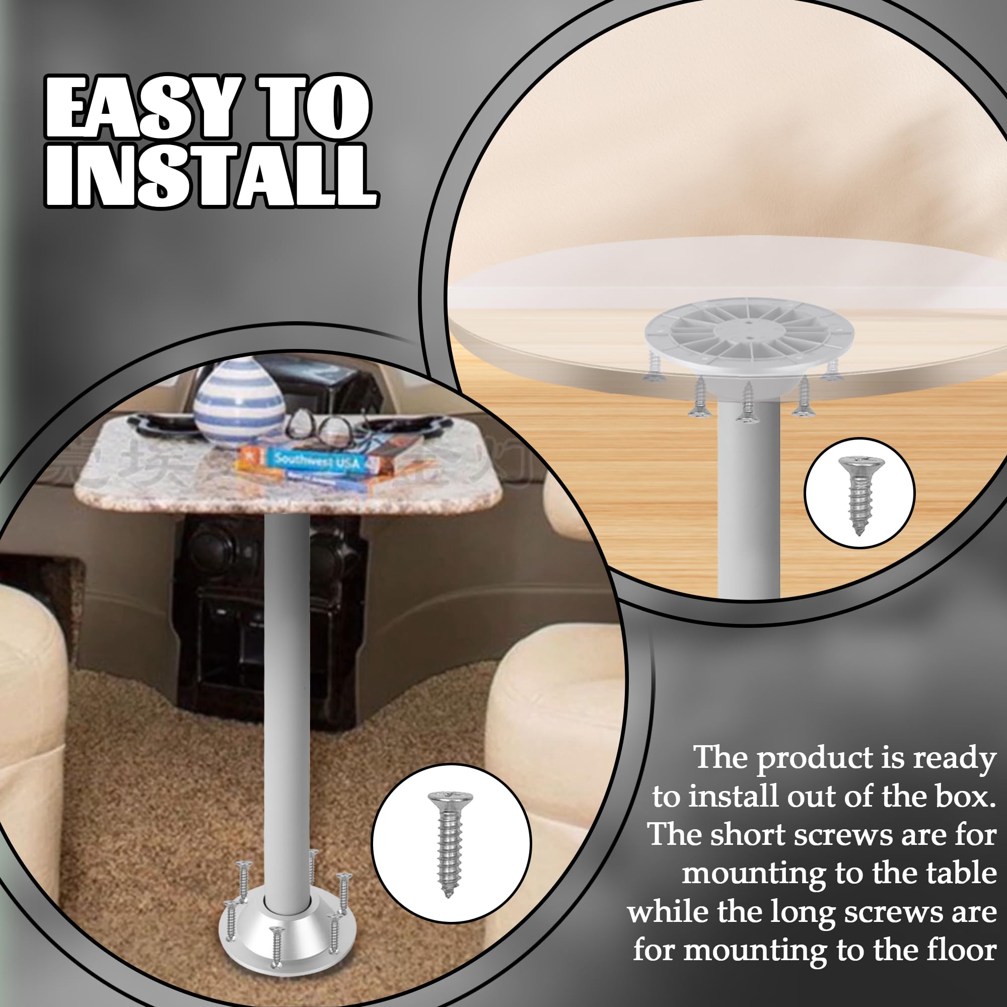 Snapklik.com : TonGass (4-Pack Silver RV Table Base (Standard Size ...