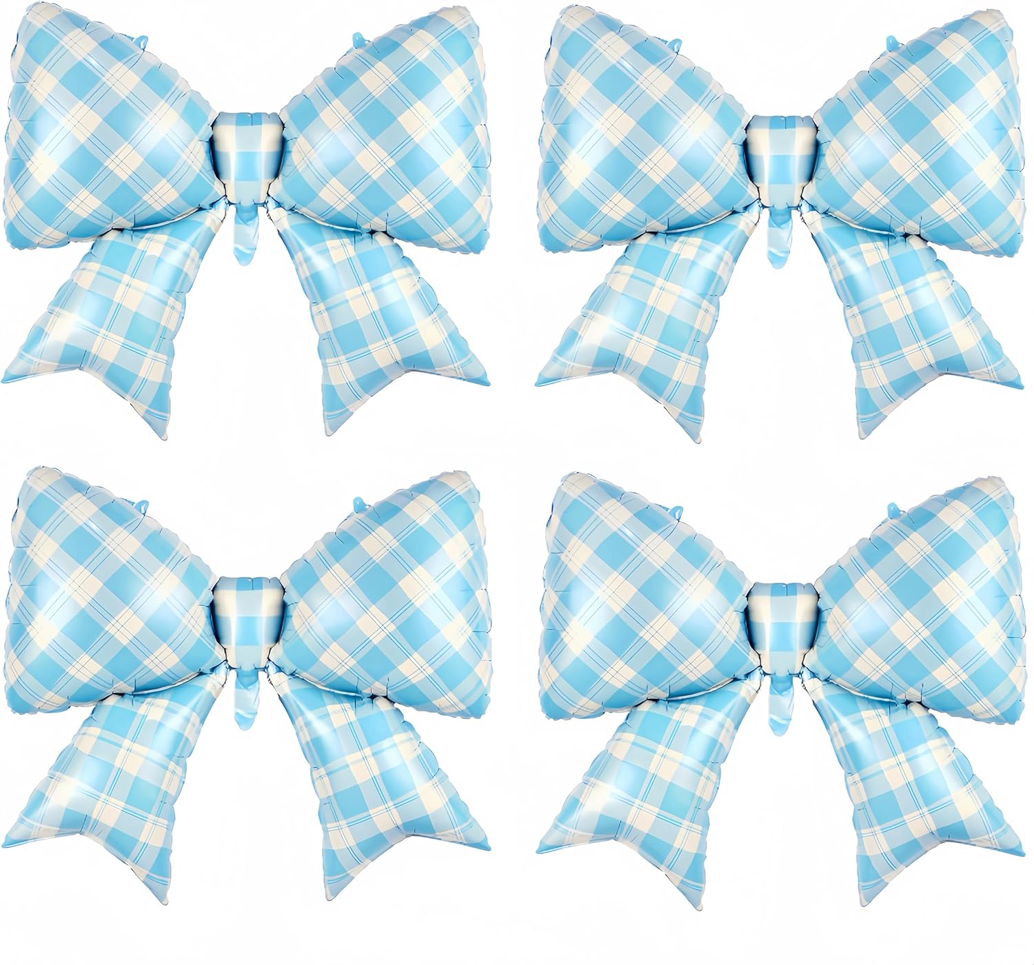 Amazon.com: 4Pcs Blue Plaid Bow Balloons 38"/Gingham Bowknot Foil ...