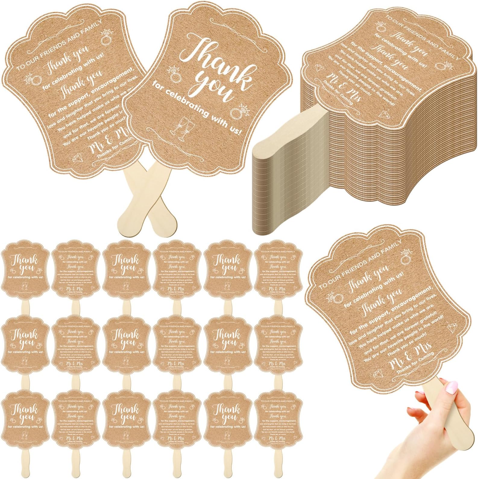 Amazon.com: Anglechic 51 Pcs Wedding Fans for Guests Greenery Wedding ...