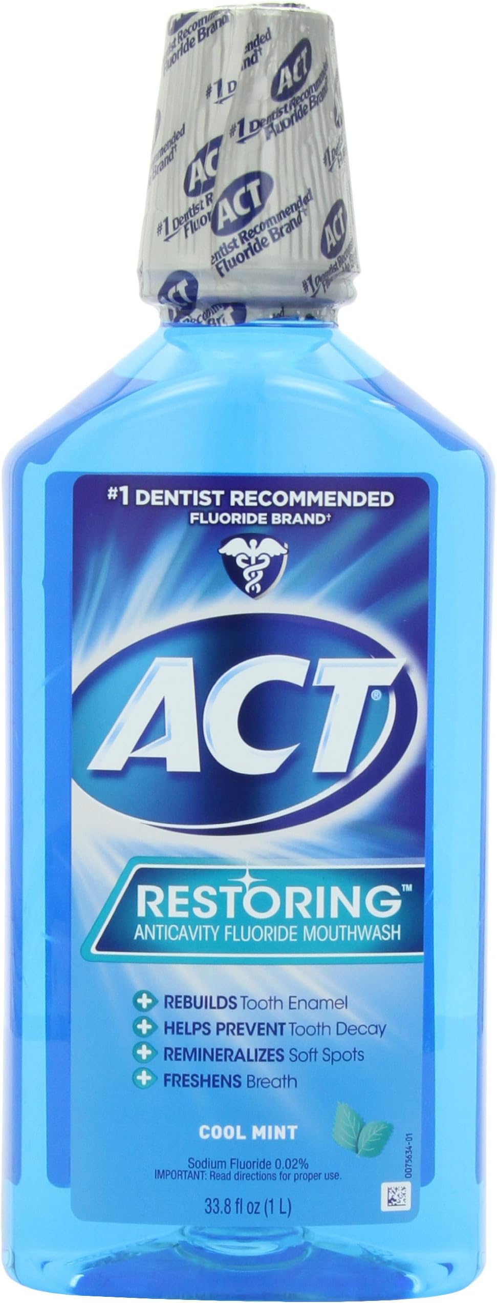 Amazon.com: ACT Restoring Fluoride Mouthwash 33.8 fl. oz. Strengthens ...