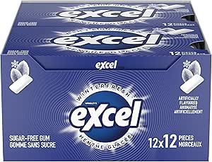 Excel Winterfresh Sugar Free Gum - 12 Packs of Cool Mint Freshness