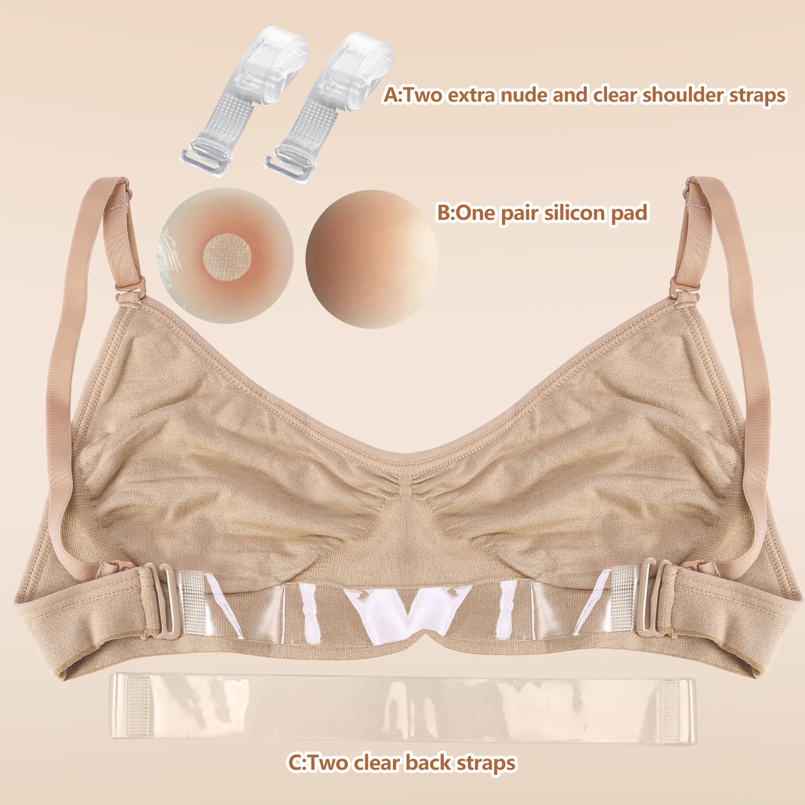 Snapklik.com : iMucci Clear Strap Bra Professional Dance Bra NO Sponge ...