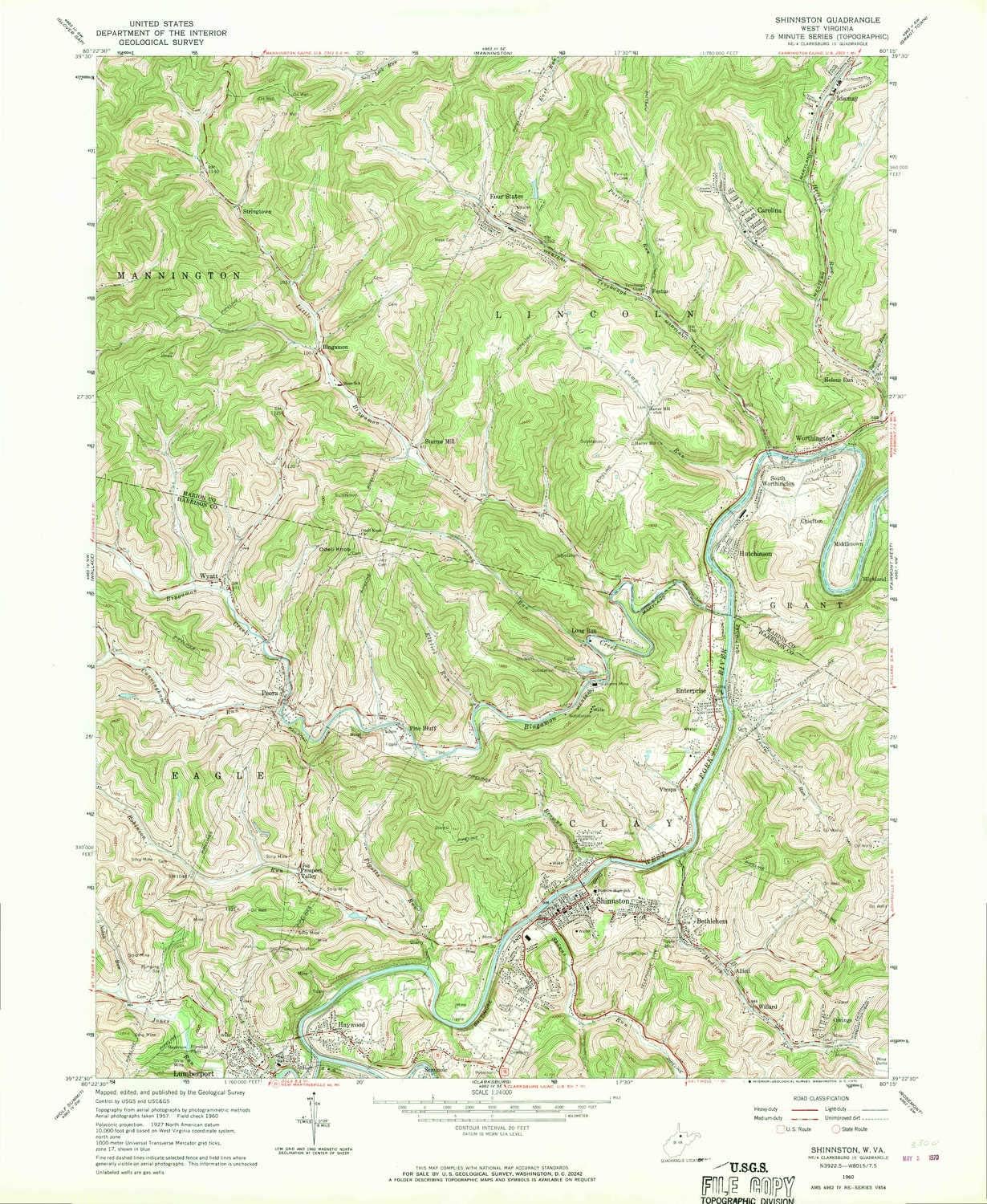 Amazon.com : YellowMaps Shinnston WV topo map, 1:24000 Scale, 7.5 X 7.5 ...