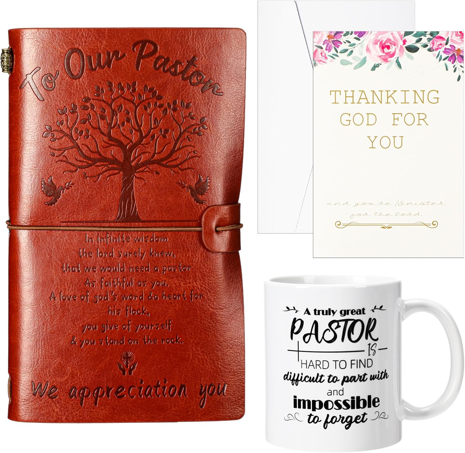 Amazon.com : Qilery Pastor Gifts Set Include Pastor Leather Journal ...
