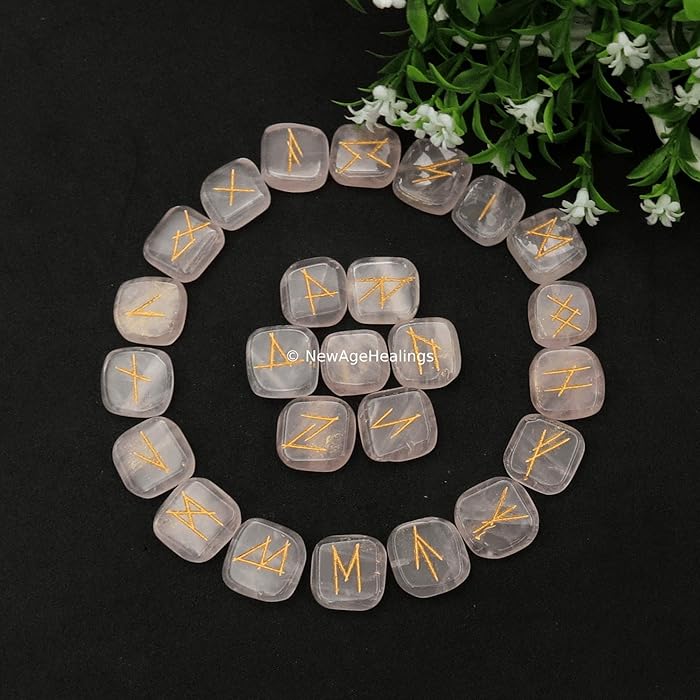 Buy Rose Quartz Premium Rune Stone Set with Instruction EBook (Elder ...