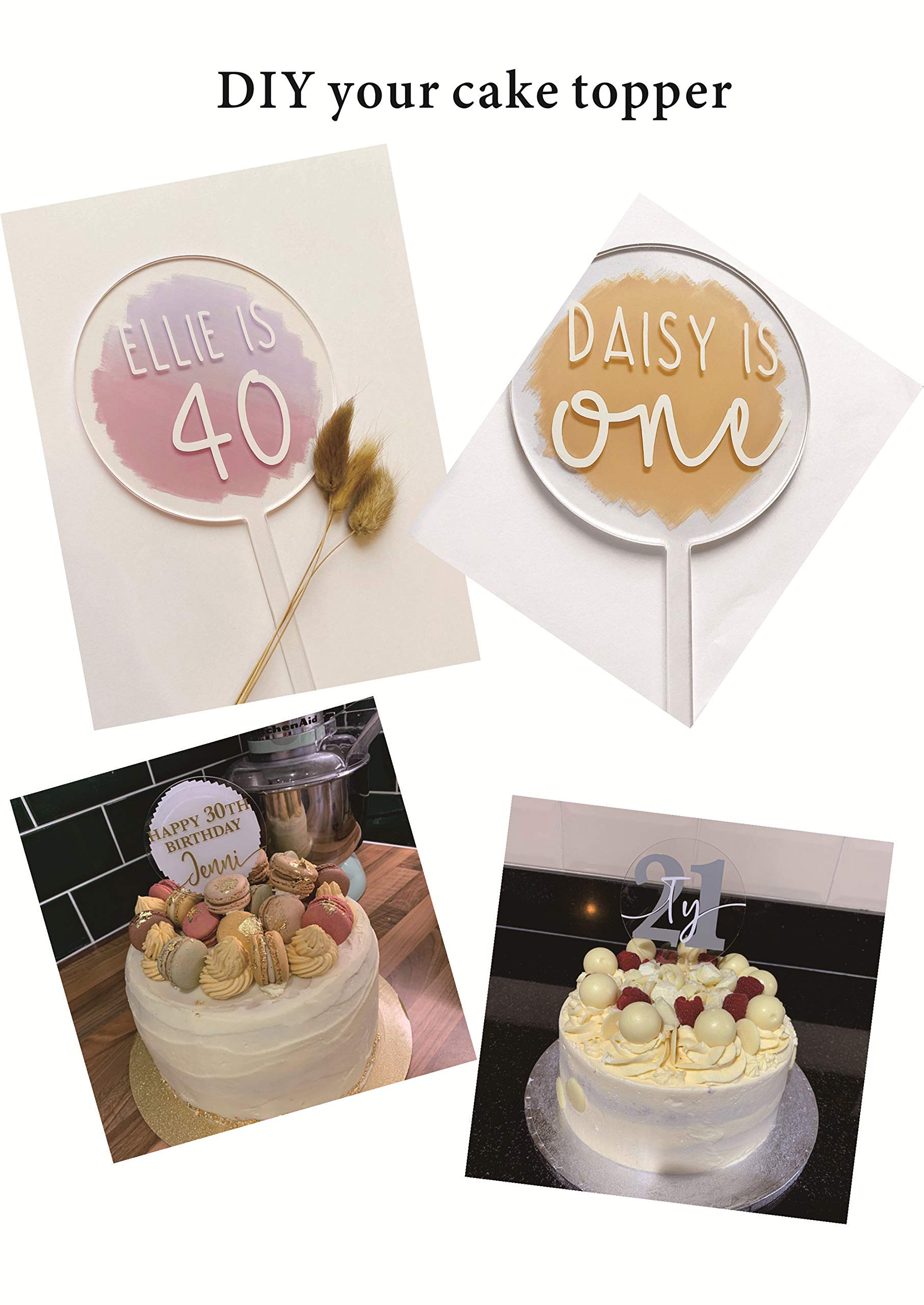 Snapklik.com : Clear Acrylic Cake Toppers, Acrylic Cake Topper Blanks ...
