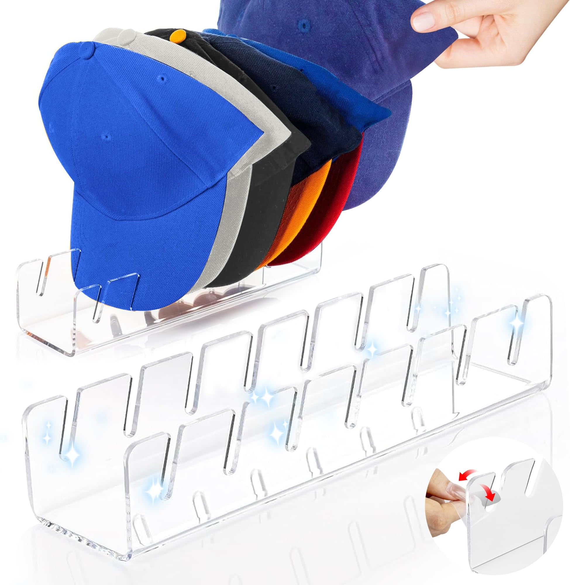 Amazon.com: YADKEL 2 PC Hat Stand for Baseball Caps,Acrylic Hat ...