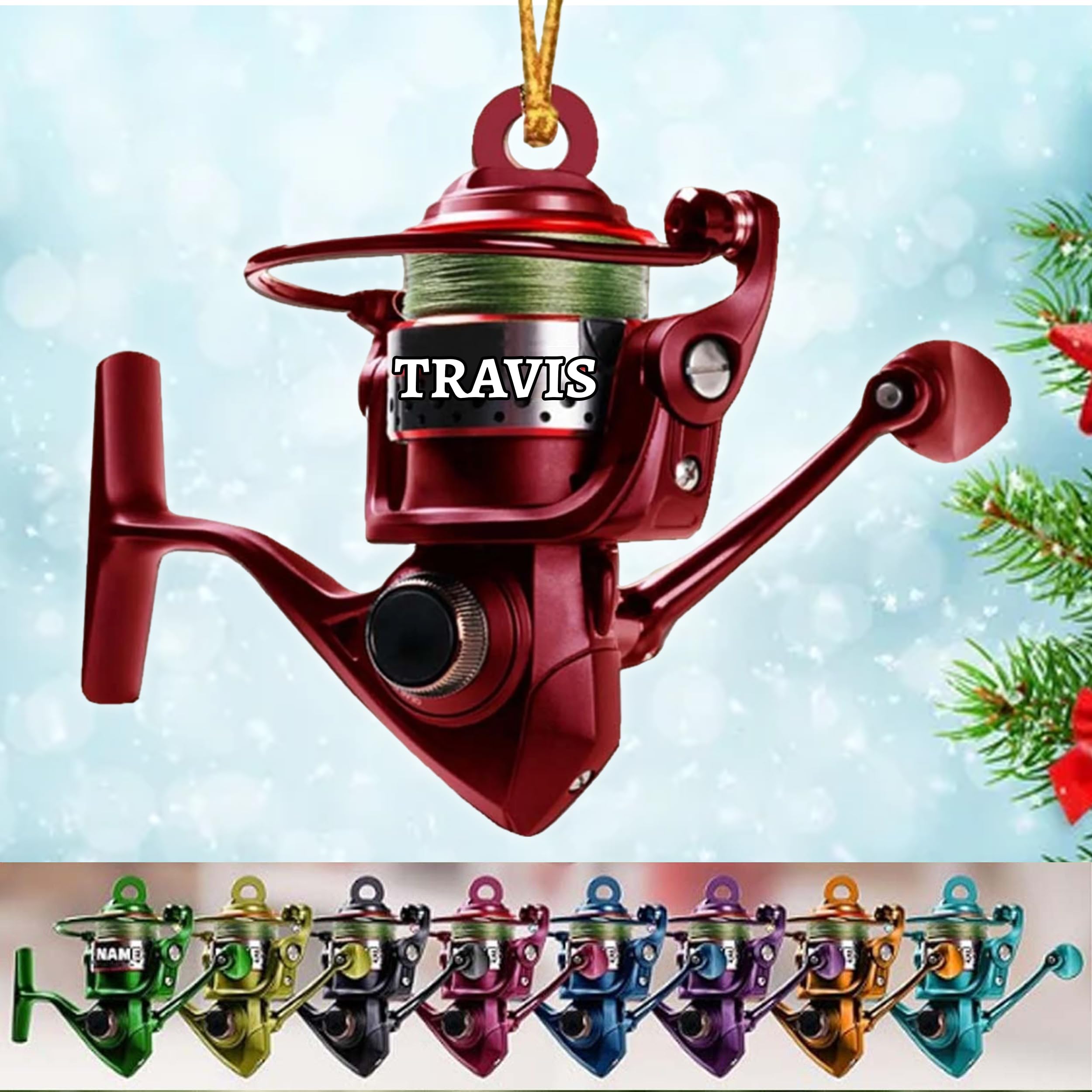 Amazon.com: Julyly POD Personalized Fishing Rod Christmas Ornaments ...