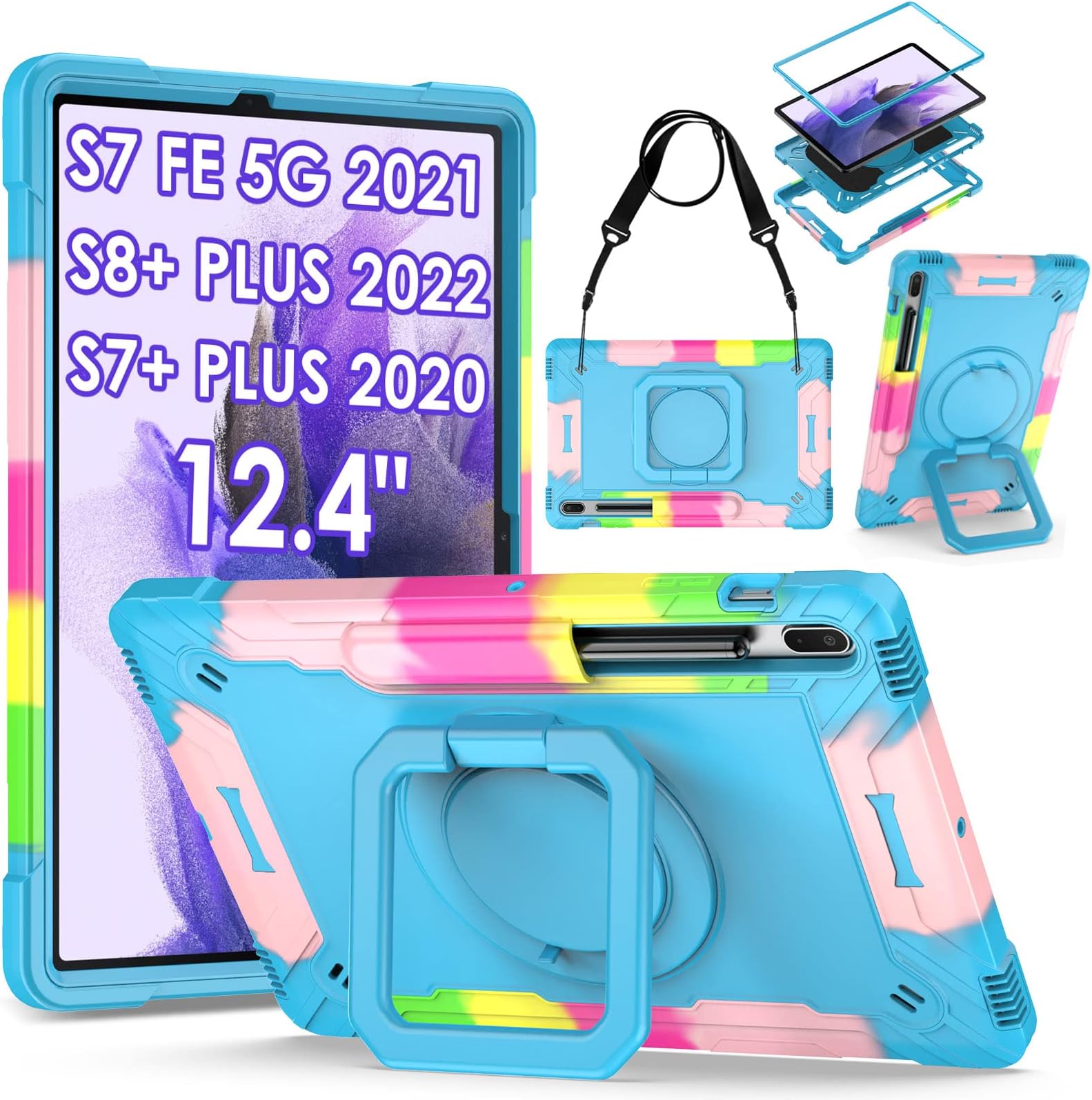 Amazon.com: DETUOSI 360 Rotating Hybrid Case for Samsung Galaxy Tab S7 ...