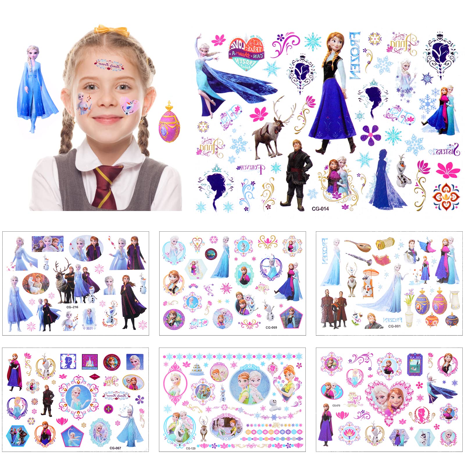 Buy ACWOO Temporary Tattoos for Kids, 15 Sheets Elsa Temporary Tattoos ...