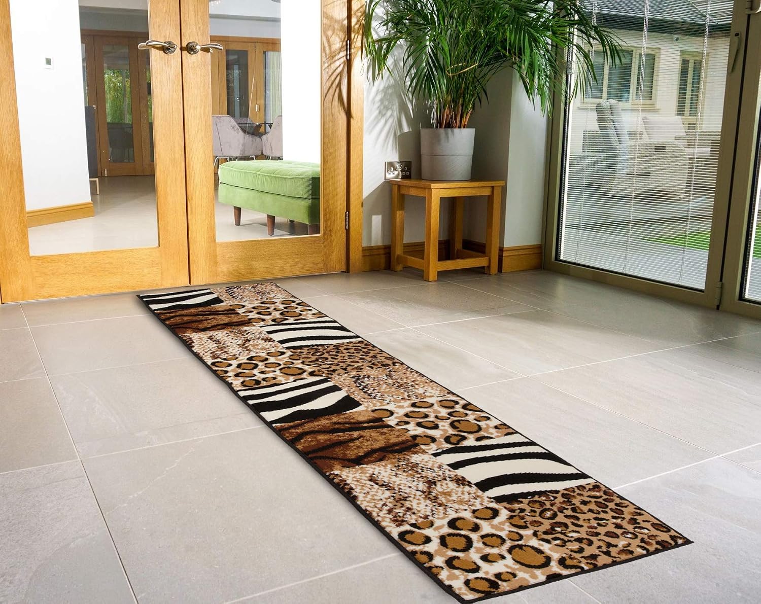 Bravich Animal Print Safari Hallway Runner Rug, Hessian Backed Flexible ...