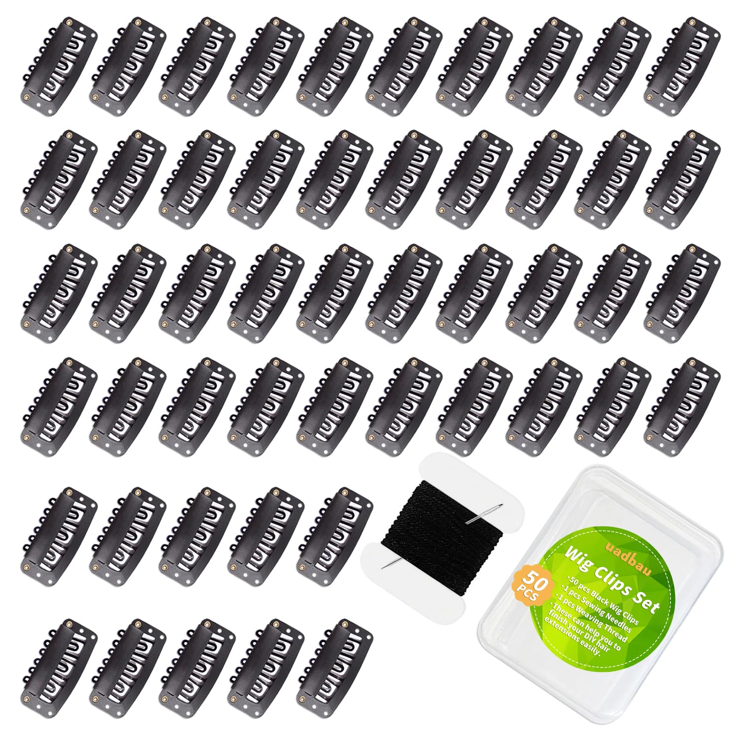 Amazon.com : uadbau 50 Pcs 32mm 6-Teeth U-Shape Wig Clips for Clip-in ...