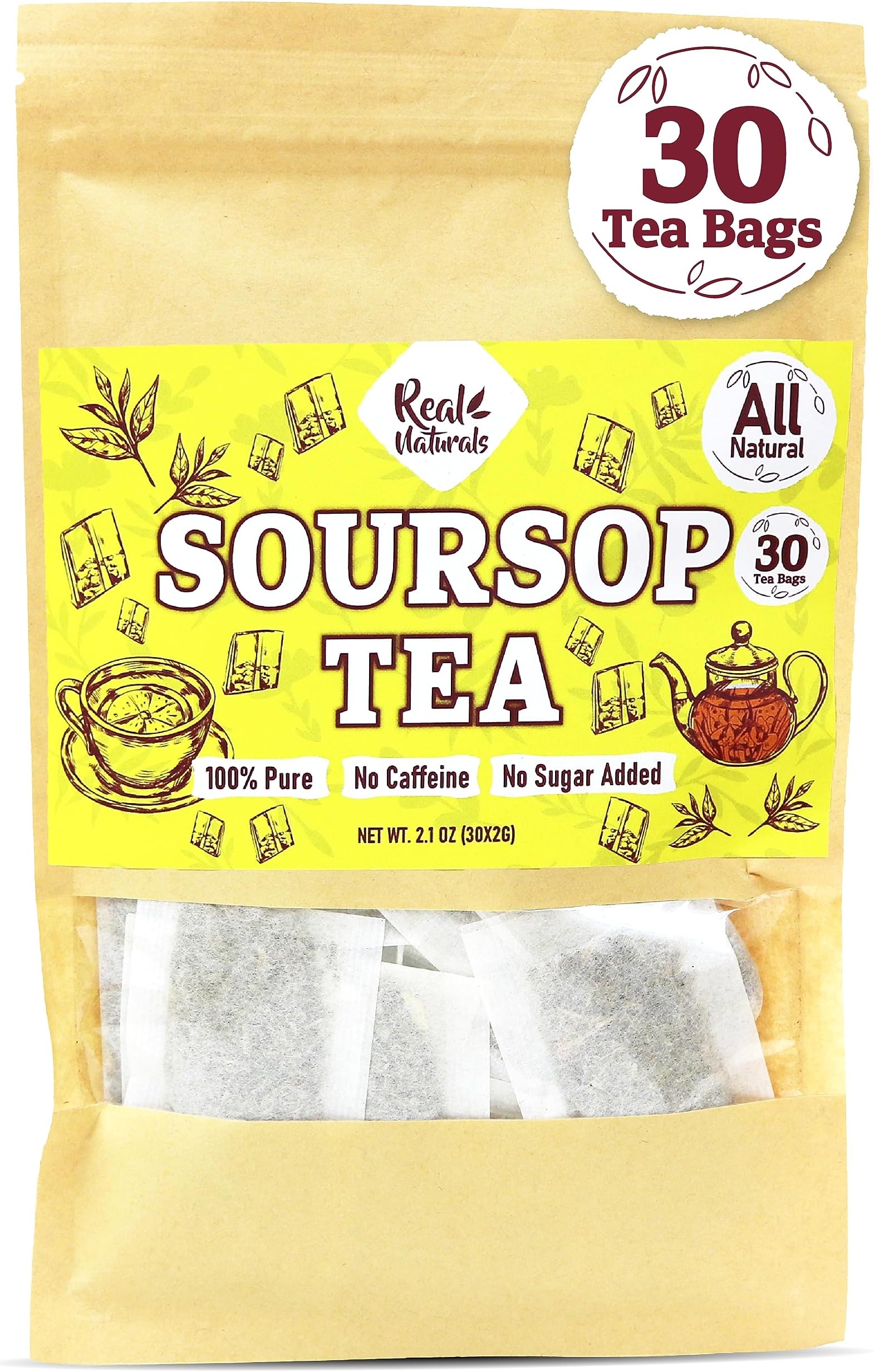 Amazon.com : Premium Soursop Tea Bags. Made from Pure Soursop Graviola ...