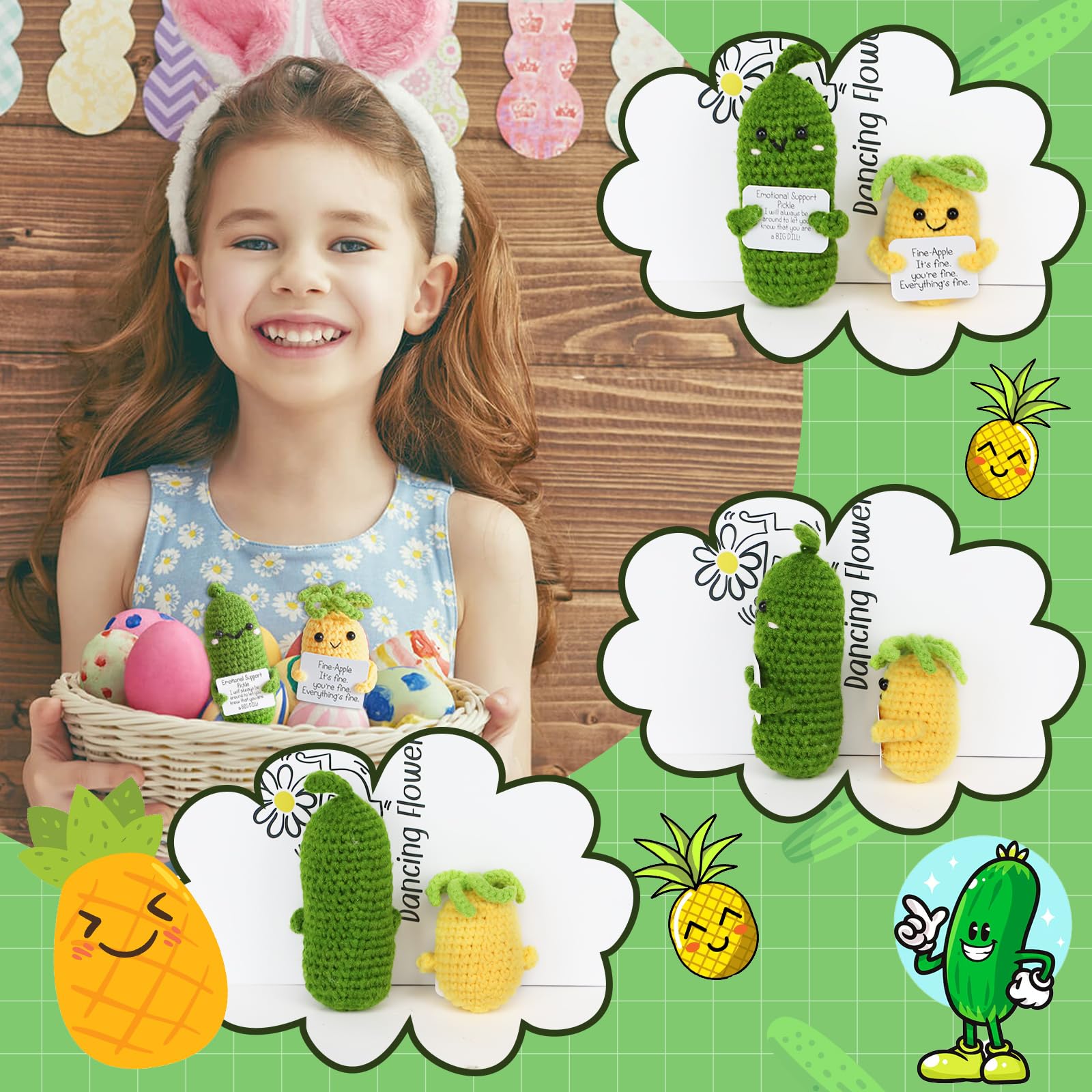 DOINEUFL 2 PCS Emotional Support Pickle, Cute Positive Pickle Gift ...