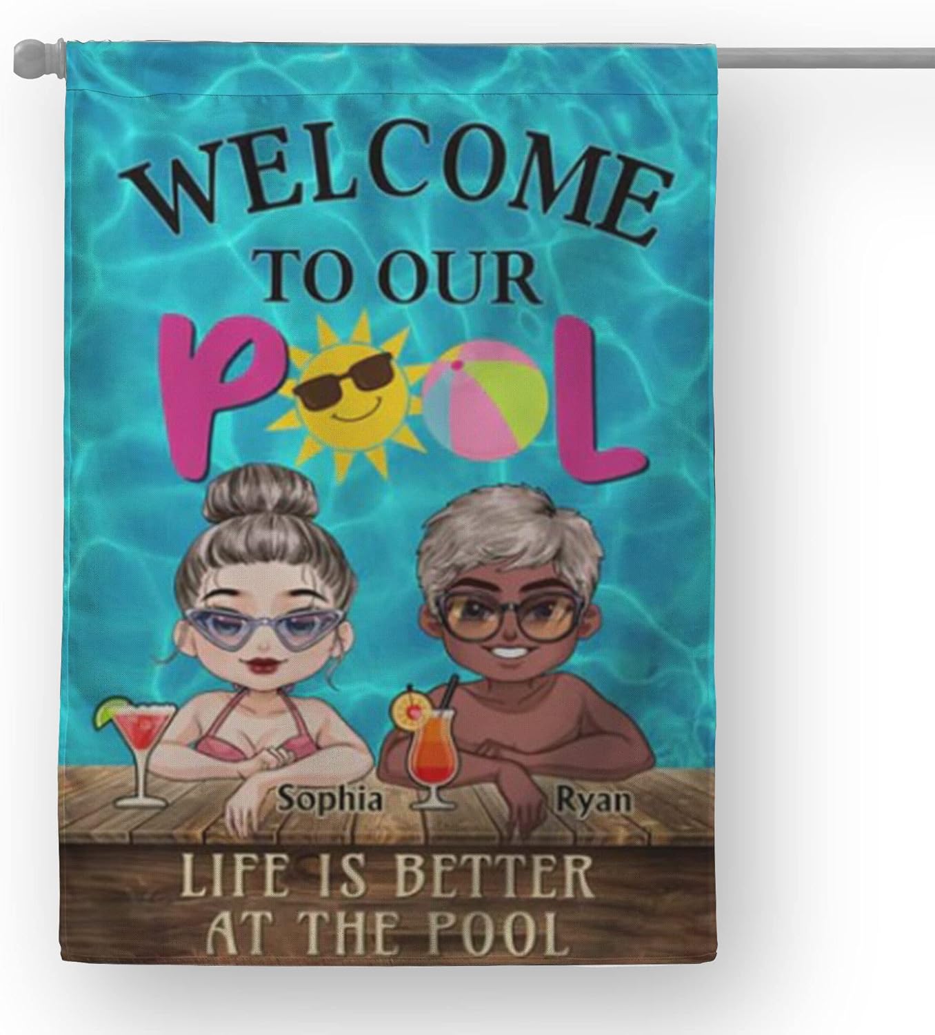 Amazon.com: Personalized Family Pool Flag, Life is Better at The Pool ...