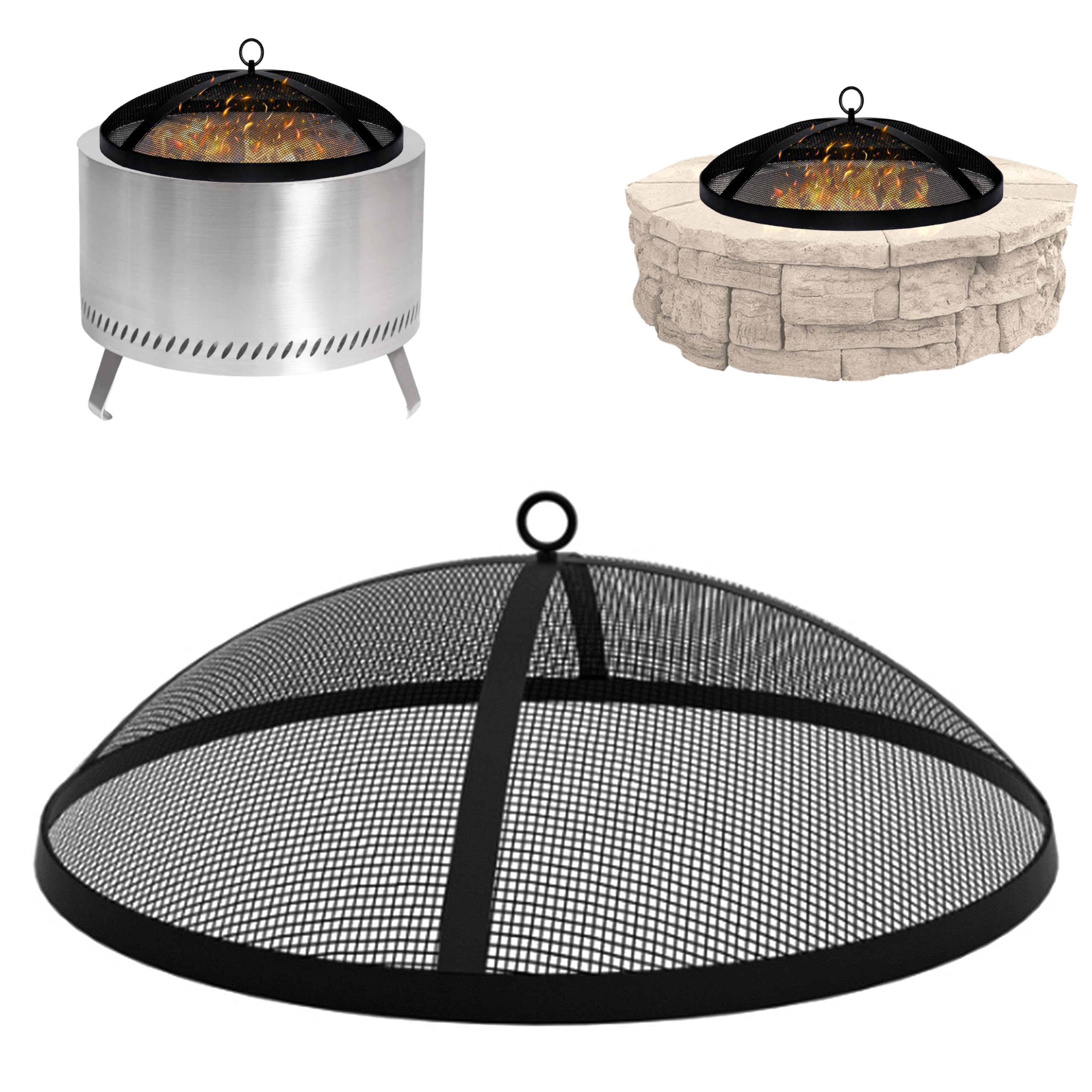 Amazon.com : Febtech - Firepit Screen Round - 36 inch Fire Pit Screen ...