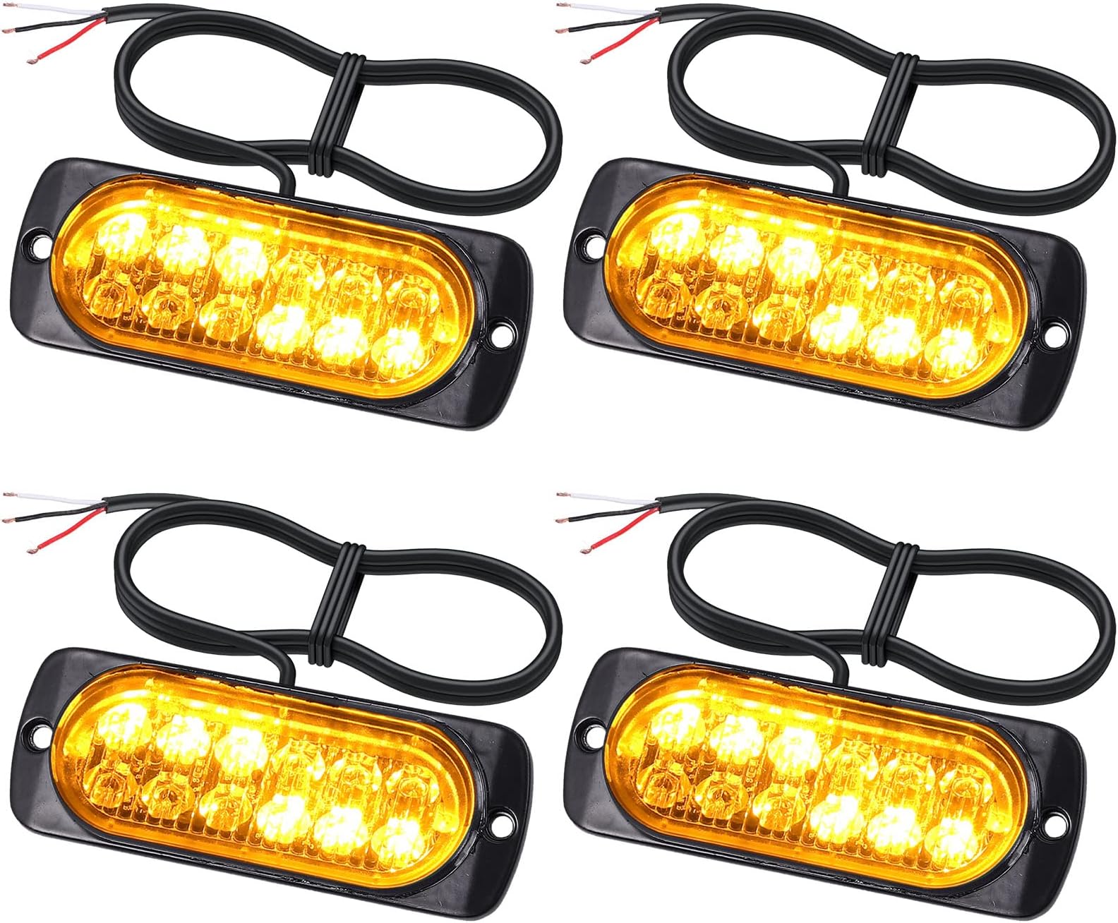 DREAMIZER Auto Warnleuchte, 4PCS 4 LEDs Notfall-Stroboskop Blinklichter ...