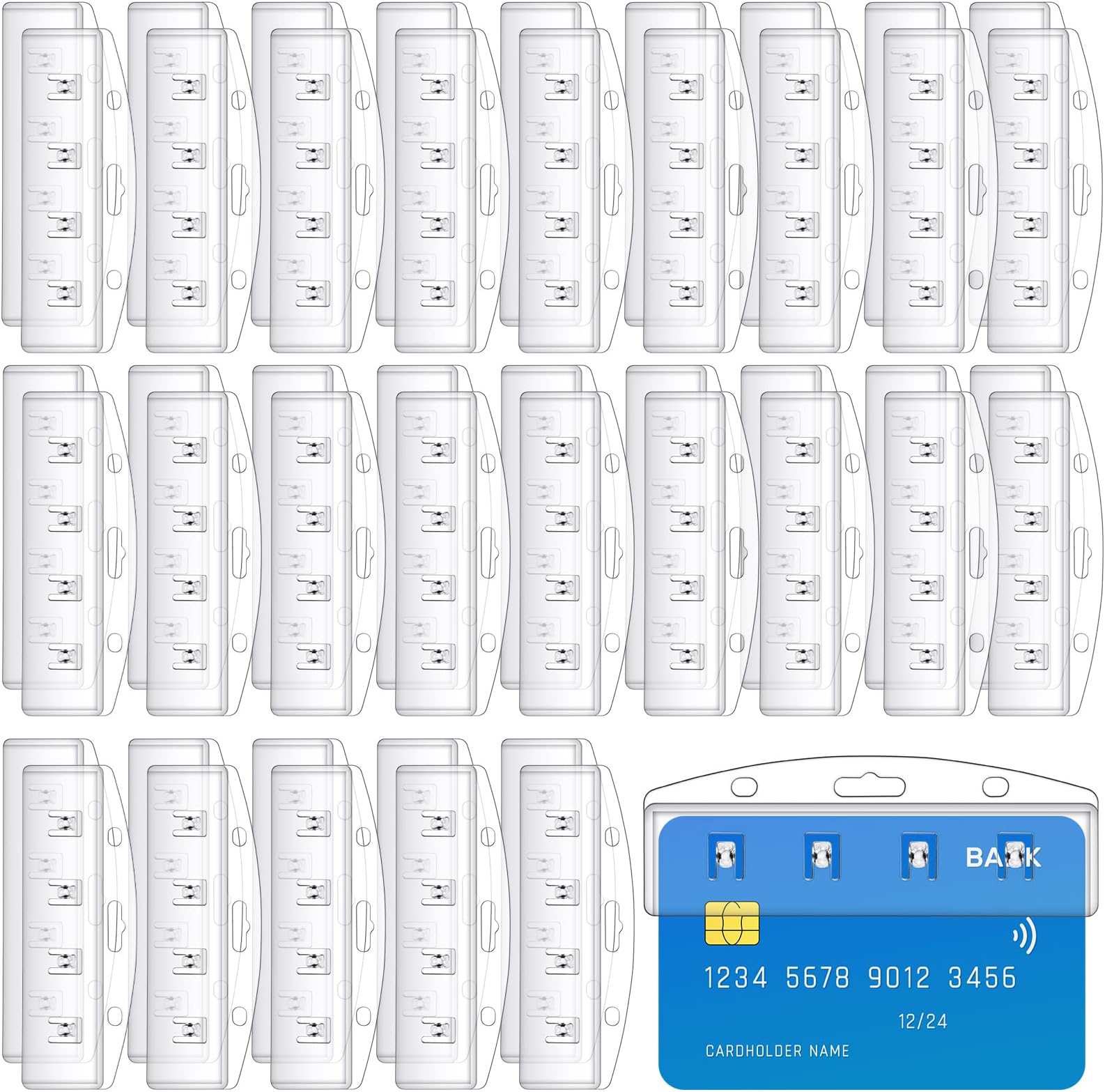 Amazon.com : Fuutreo 80 Pack Swipe Card Holder Horizontal Half Card ID ...