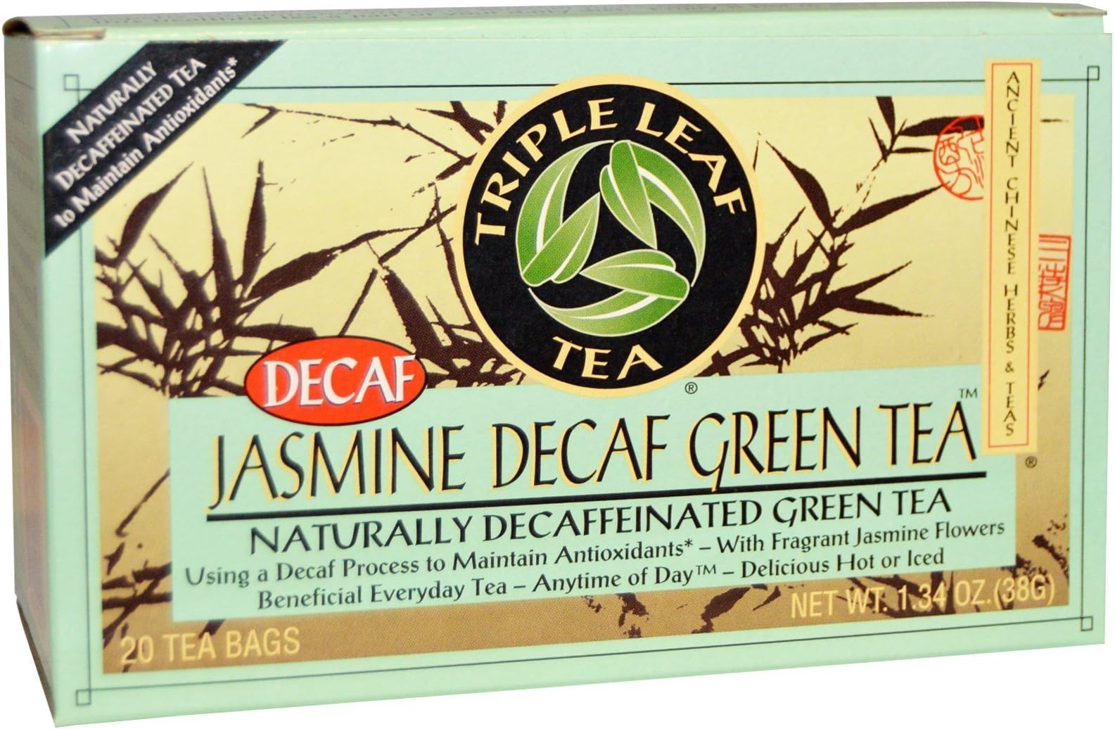 Amazon.com : Triple Leaf Tea, Inc Tea, Jasmine Green, Decaf, 20-Count ...