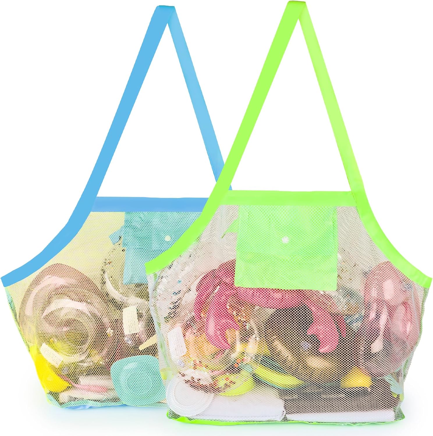 Amazon.com: AMOR PRESENT 2PCS Mesh Beach Bags Extra Large, Foldable Sea ...