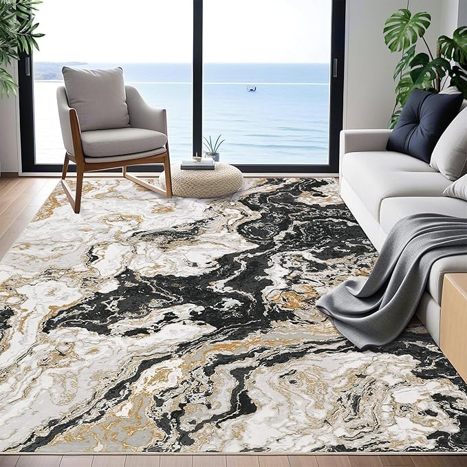 Amazon.com: CAROMIO Ultra-Thin Marble Abstract Area Rug, Modern Marble ...