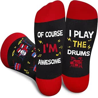 Amazon.com: AGRIMONY Funny Drum Socks for Men Women Drummer -OF COURSE ...