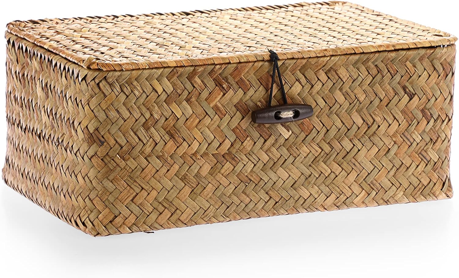 IGNPION Seagrass Storage Basket with Lid Woven Seagrass Desktop Basket ...