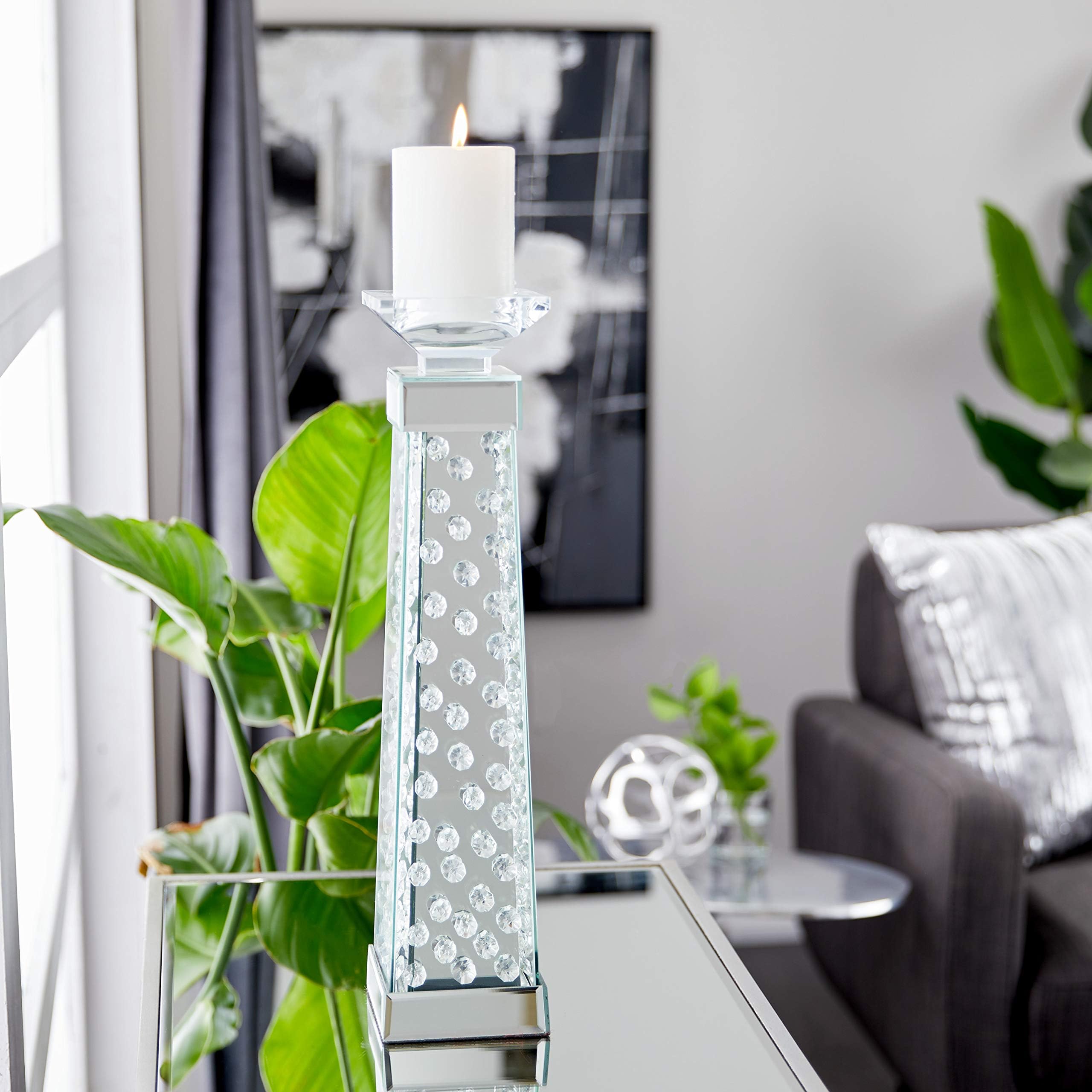 Amazon.com: Deco 79 Glam Stainless Steel Solid Candle Holder, Set of 2 ...