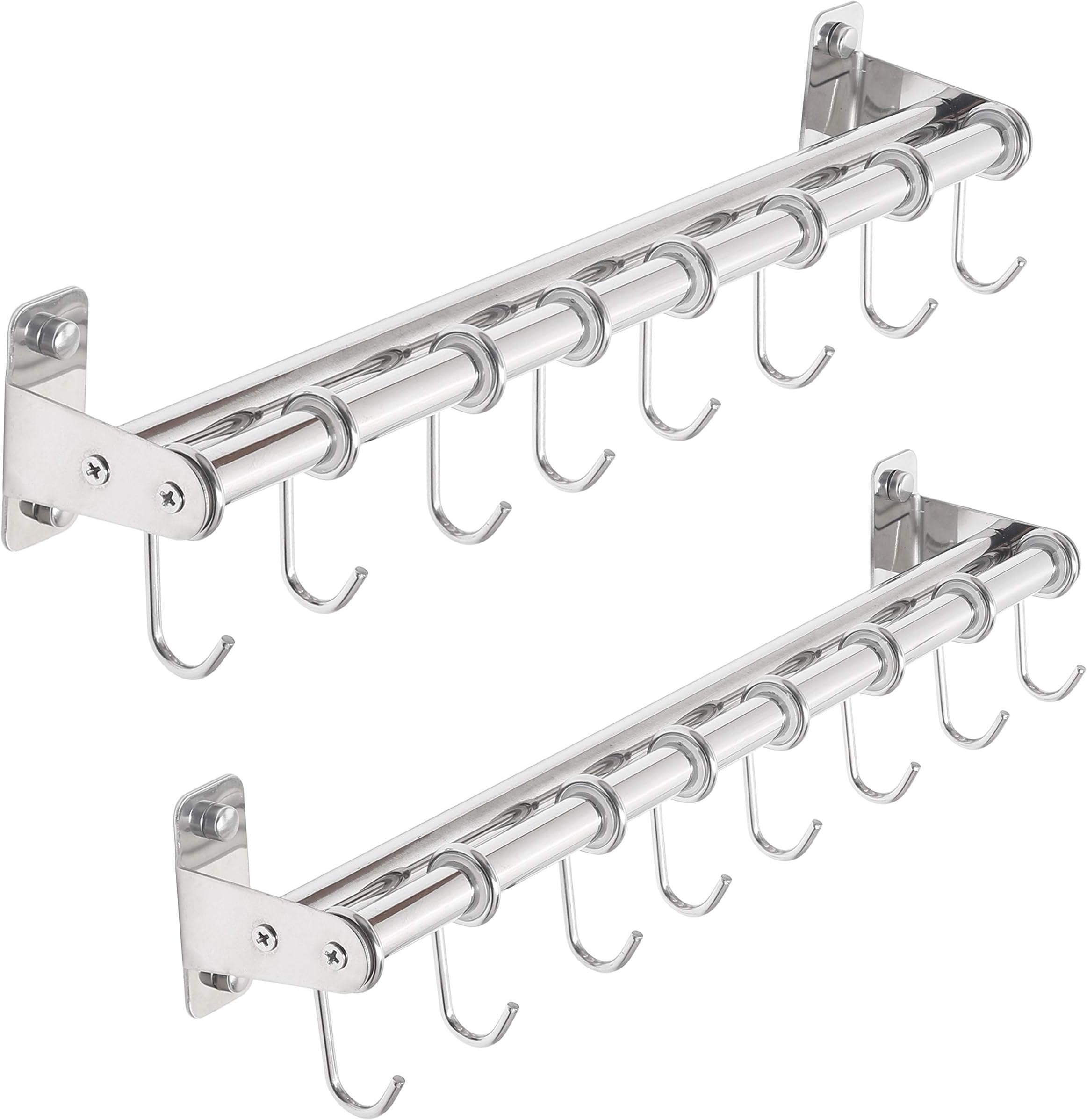 Amazon.com: Patioer Pot Rack, Pots and Pans Hanging Rack Rail with 8 ...