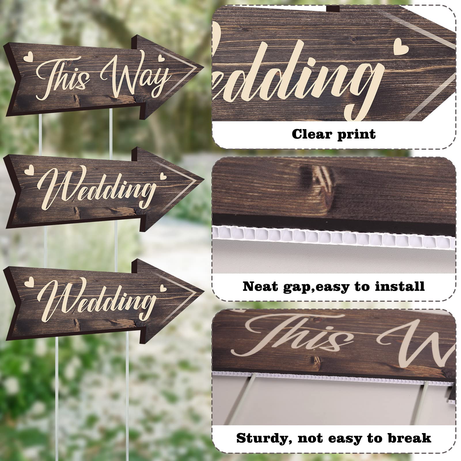 Snapklik.com : ZYP Set Of 6 Brown/White Modern Plastic Wedding Directional Road Signs, Double ...