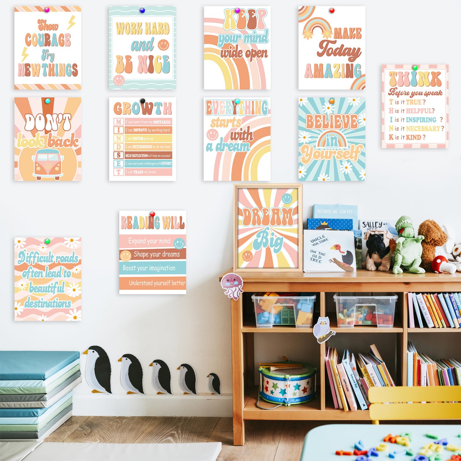 Snapklik.com : ZOIIWA 12 Retro Groovy Classroom Decorations Posters ...
