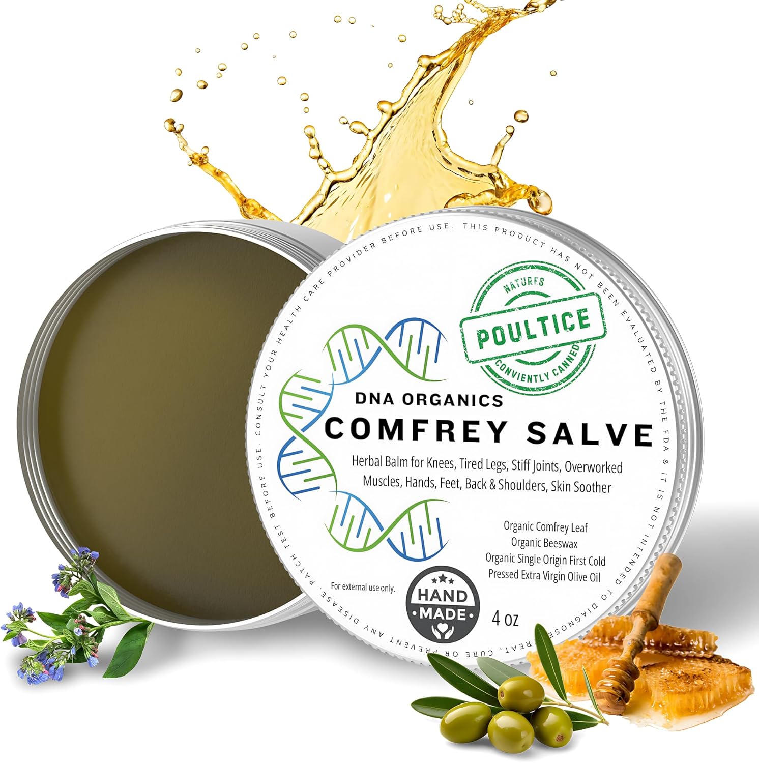 Amazon.com: DNA Organics Comfrey Salve – Herbal Balm for Muscles, Knees & Joints – Organic ...