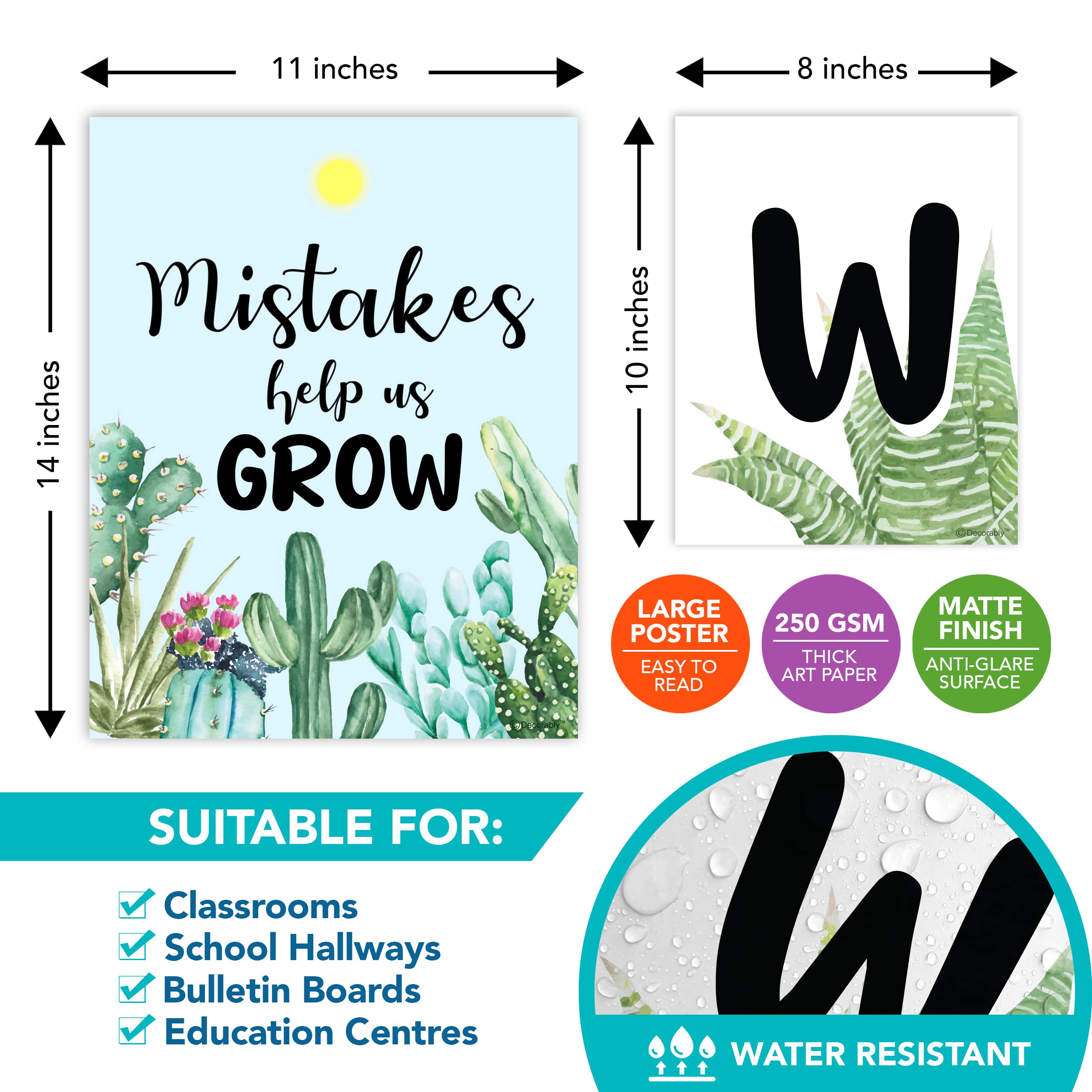 Snapklik.com : Decorably Welcome Posters For Classroom - 15 Cactus ...