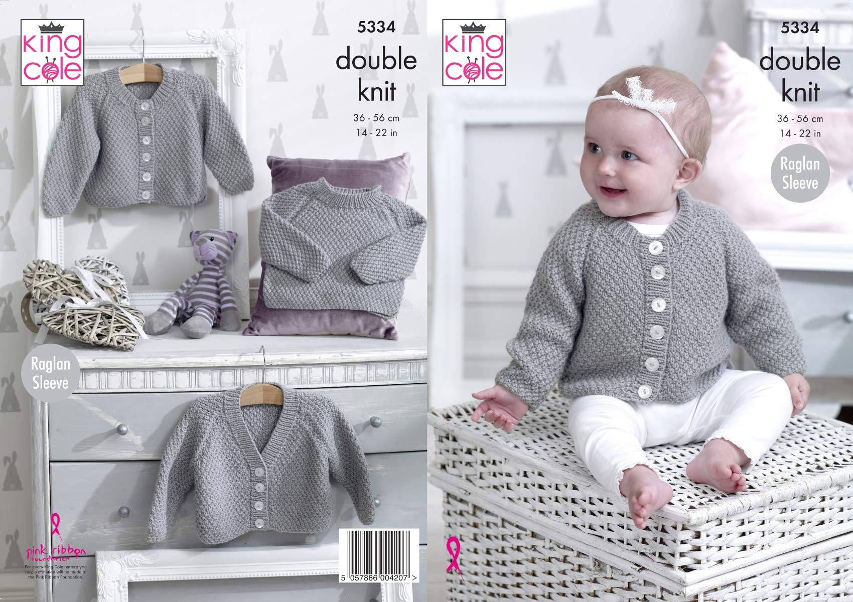 King Cole Baby Double Knitting Pattern Raglan Sleeve Cardigans ...