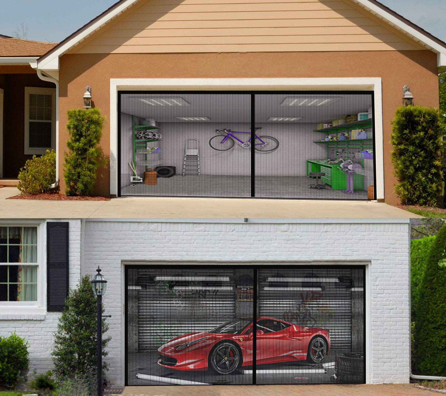 Snapklik.com : Magnetic Garage Door Screen For 2 Car Garage 16x7FT ...