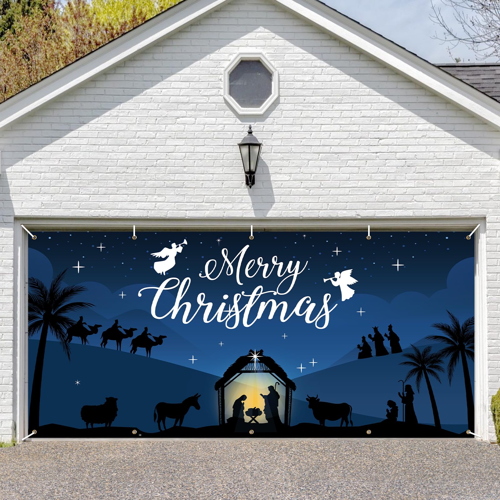 Amazon.com: 13 x 6 FT Christmas Garage Door Cover Banner Backdrop ...