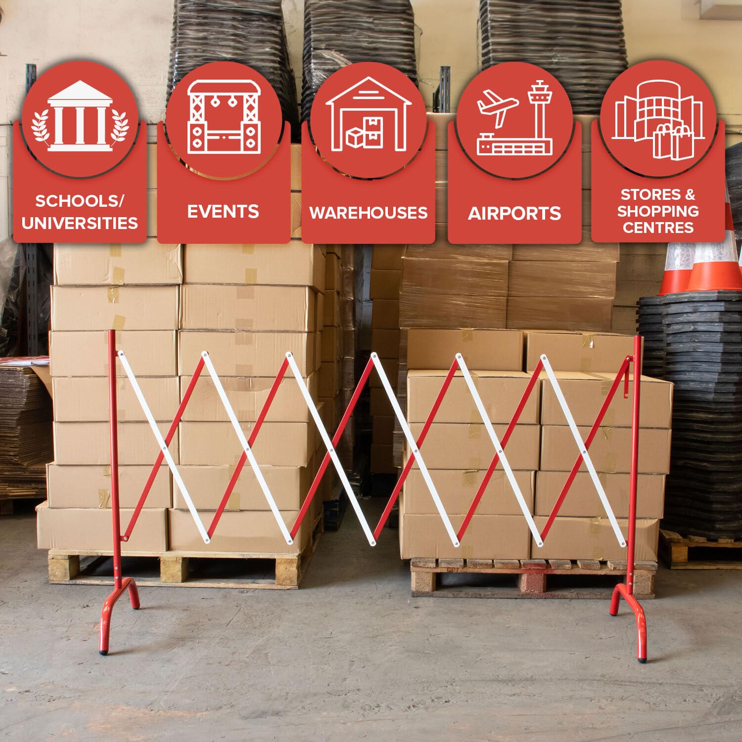 Snapklik.com : 10 Feet Extendable Safety Barrier - Red/White Fence Gate ...