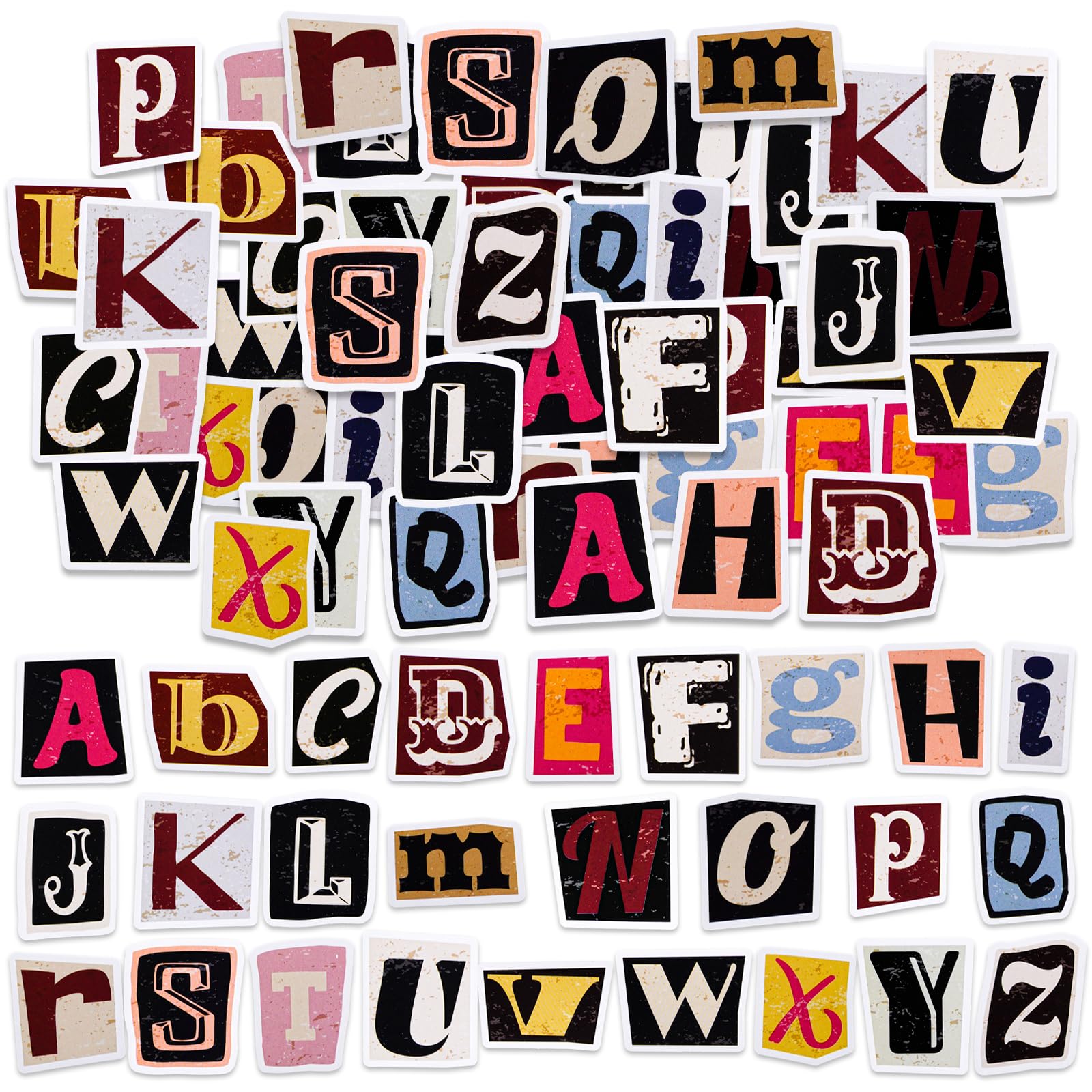 52PCS Vintage Letter Stickers,Mini Size Scrapbook Stickers,DIY ...