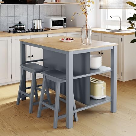 Amazon.com - Harper & Bright Designs 3-Piece Kitchen Island Set with 2 ...