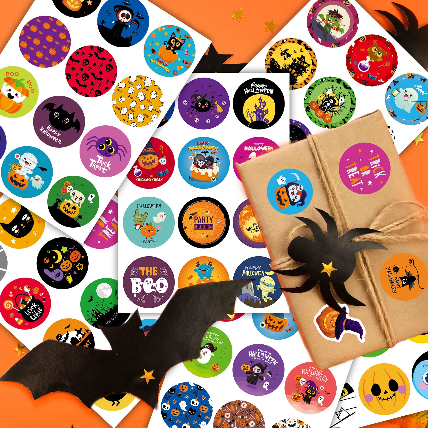 Snapklik.com : Halloween Sticker Sheets 32 Sheets Round Halloween ...