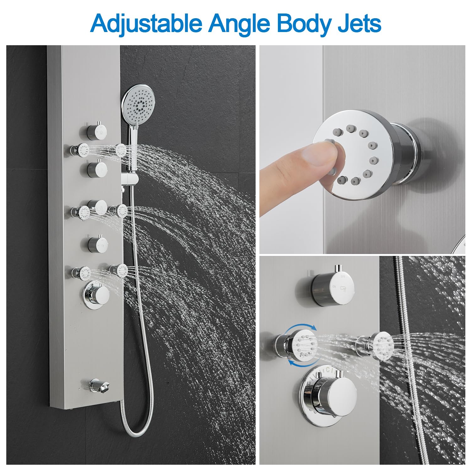 Snapklik.com : OUGOO Shower Panel System - Use 4 Functions Simultaneously: Rainfall Shower, Body ...